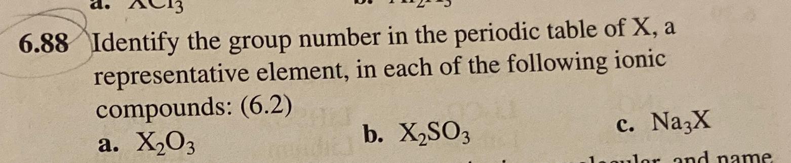 Solved 6.88 ﻿Identify the group number in the periodic table | Chegg.com