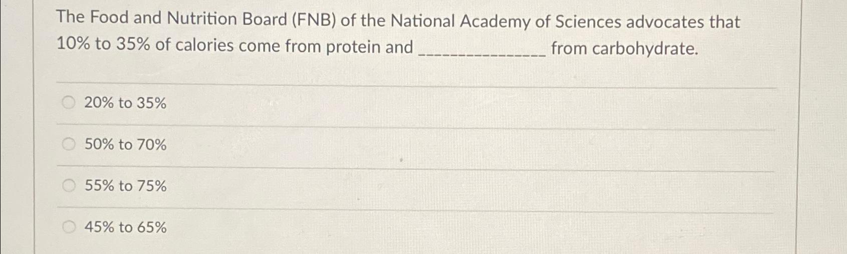 Solved The Food and Nutrition Board (FNB) ﻿of the National | Chegg.com