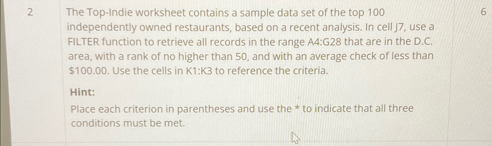 Solved 2 ﻿The Top-Indie worksheet contains a sample data set | Chegg.com