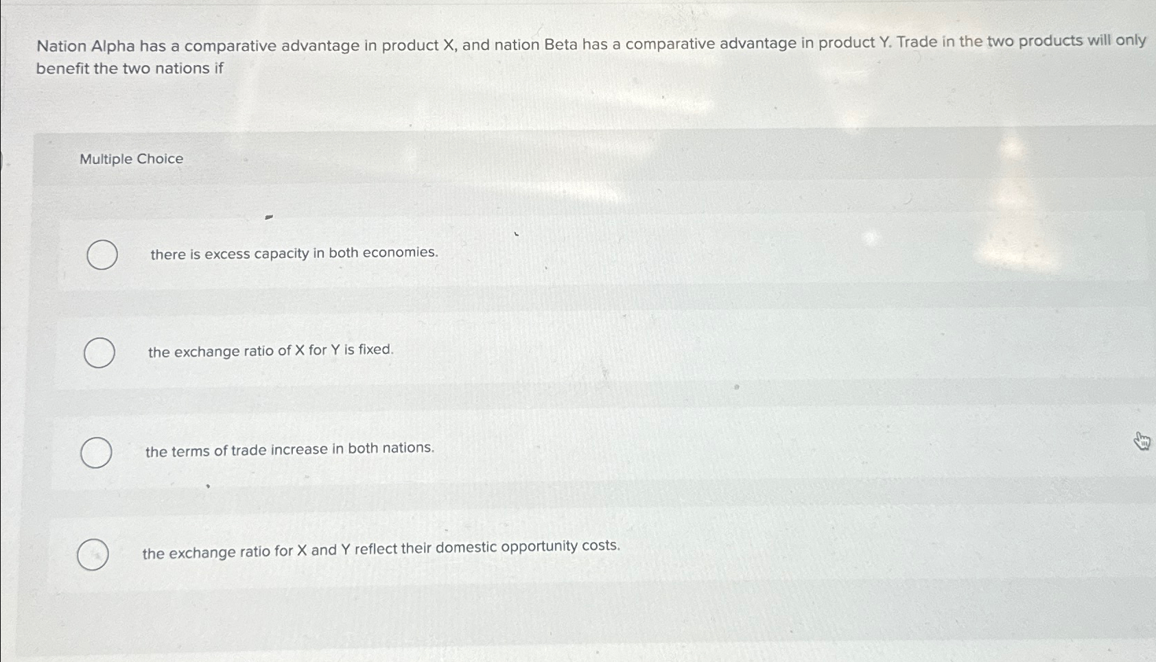 Solved Nation Alpha has a comparative advantage in product | Chegg.com