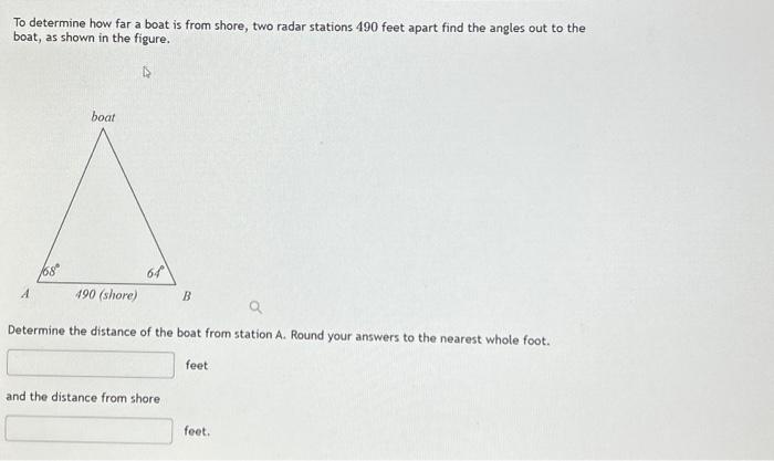 Solved To determine how far a boat is from shore, two radar | Chegg.com