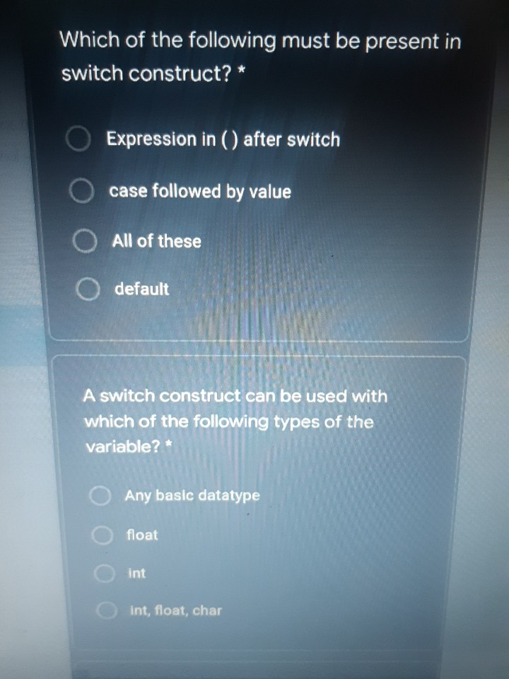 Solved Which of the following must be present in switch | Chegg.com