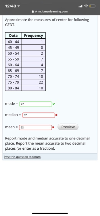 Solved 12:43 ohm.lumenlearning.com Approximate the measures | Chegg.com