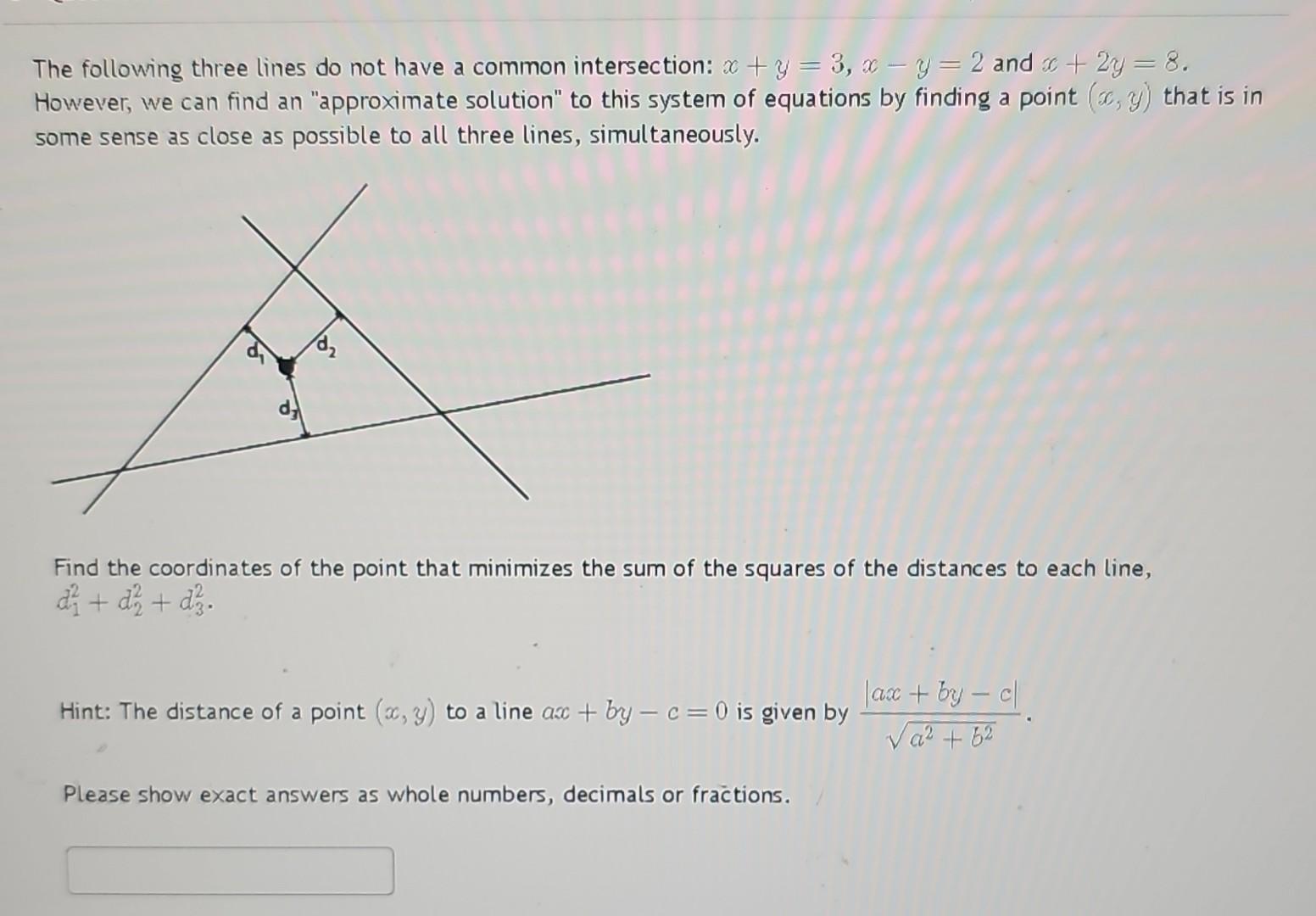 Solved The following three lines do not have a common | Chegg.com