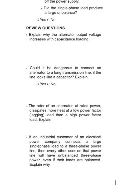 Solved Experiment 11 The Alternator Under Load OBJECTIVE - | Chegg.com