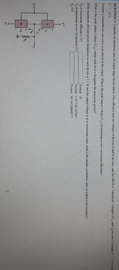 Solved QUESTION 3: Consider an idealized class-B output | Chegg.com