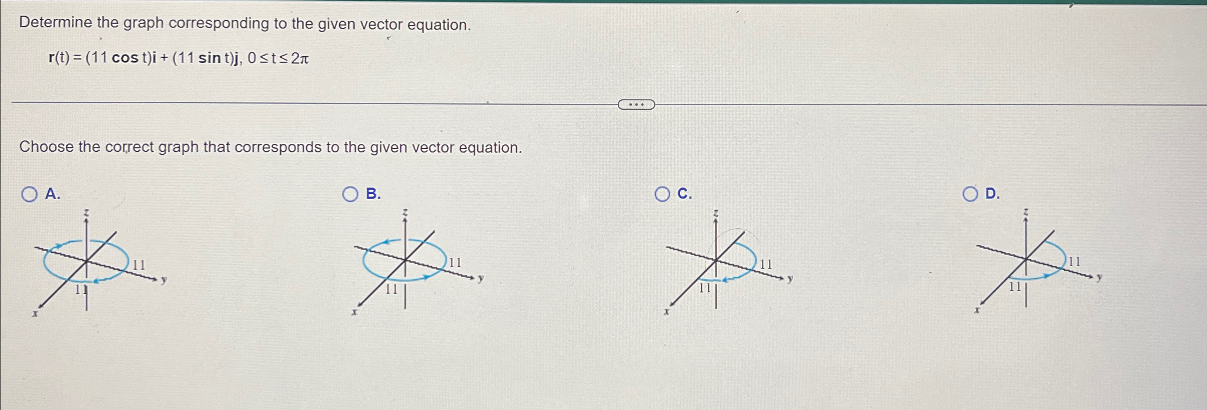 Determine the graph corresponding to the given vector | Chegg.com