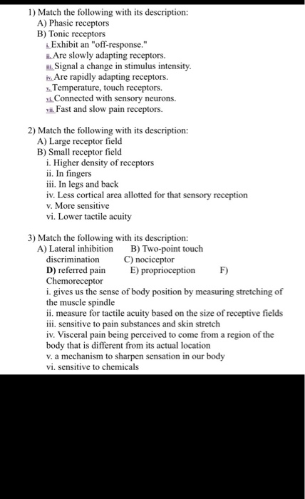 Solved 1) Match the following with its description: A) | Chegg.com