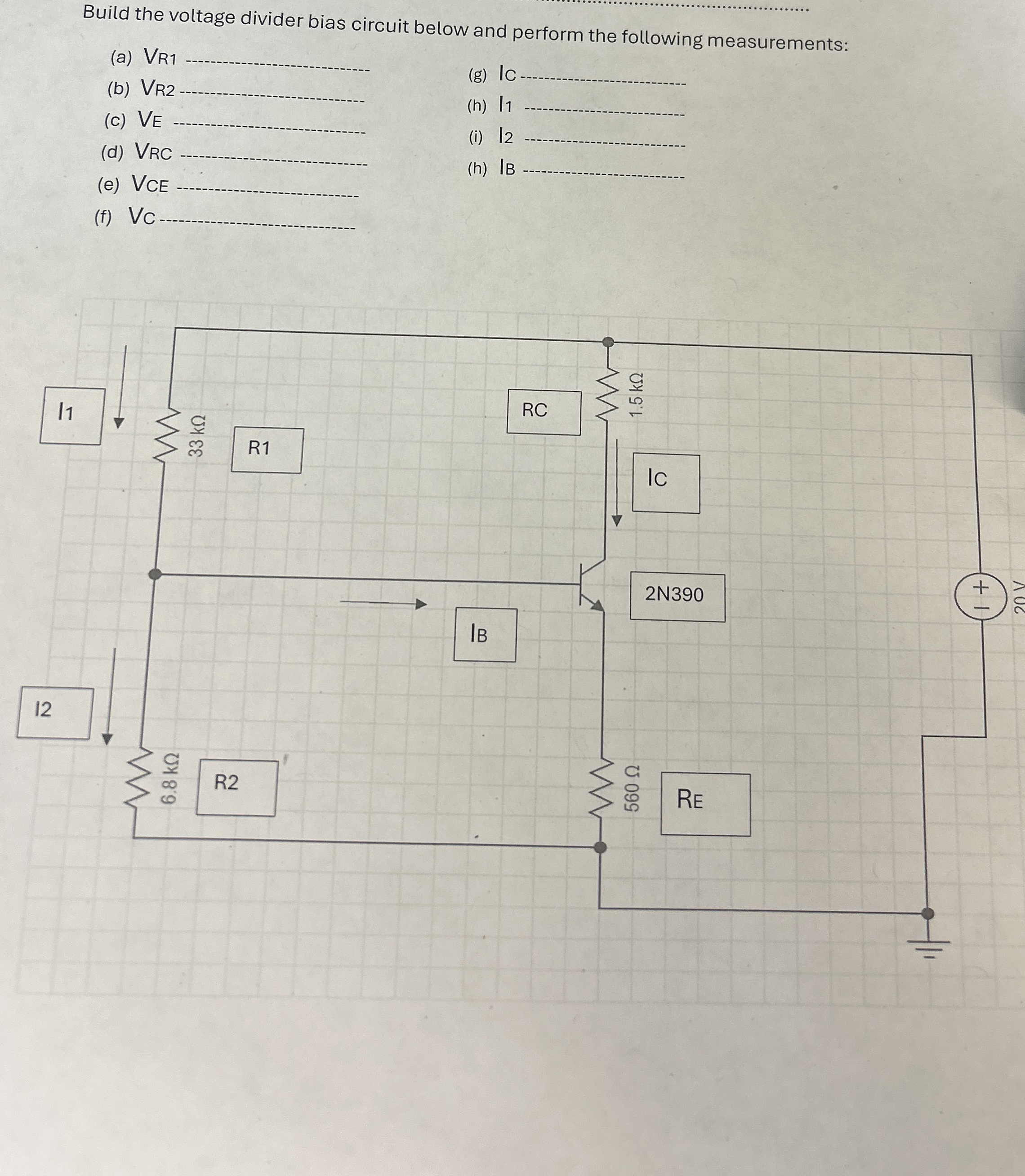 Solved Build the voltage divider bias circuit below and | Chegg.com