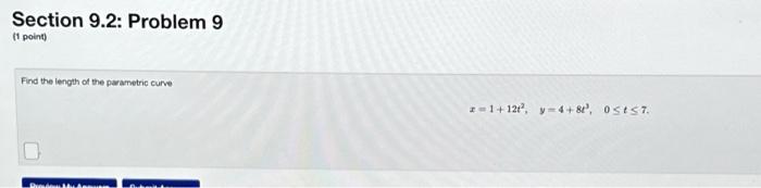 Solved Section 9.2: Problem 9 (1 point) Find the length of | Chegg.com