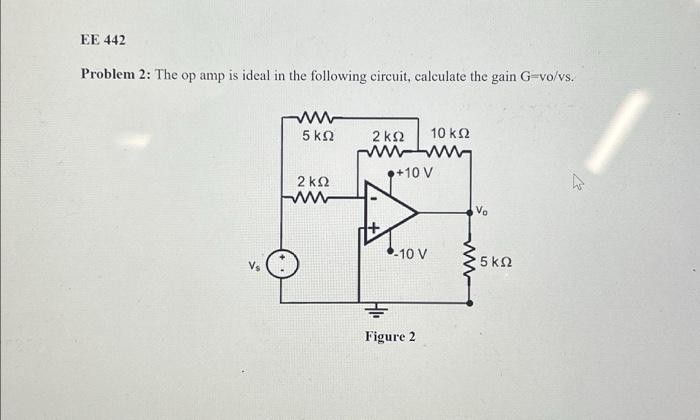 Solved ΕΕ 442 Problem 2: The op amp is ideal in the | Chegg.com