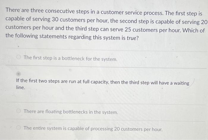 Solved There are three consecutive steps in a customer | Chegg.com