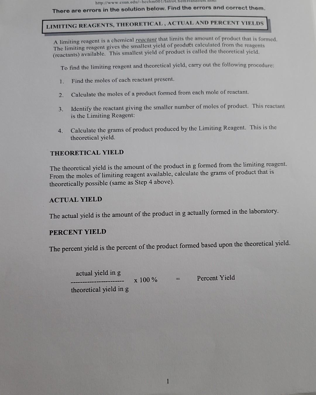 A limiting reagent is a chemical reactant that limits | Chegg.com