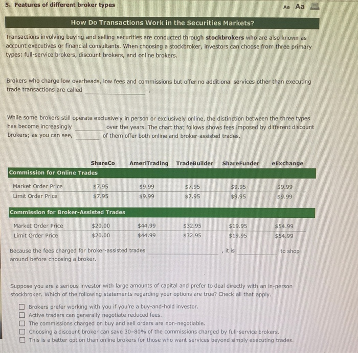 Solved 5. Features of different broker types Aa Aa E How Do | Chegg.com