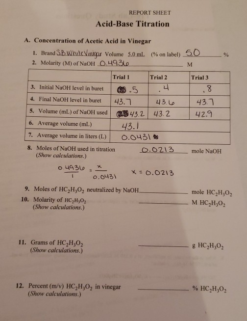 Solved Moles of HC2H3O2 neutralized by NaOH ____ mole | Chegg.com