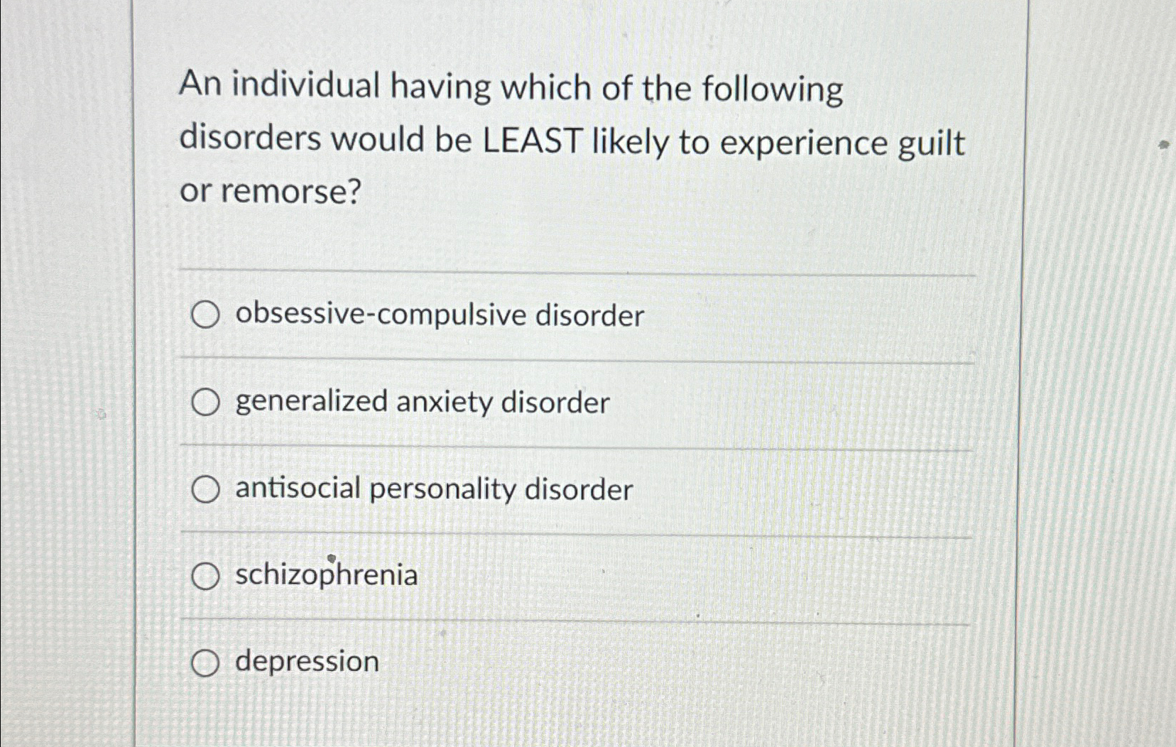 Solved An individual having which of the following disorders | Chegg.com