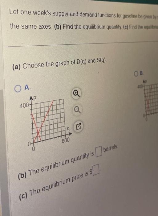 Solved Let one week's supply and demand functions for | Chegg.com