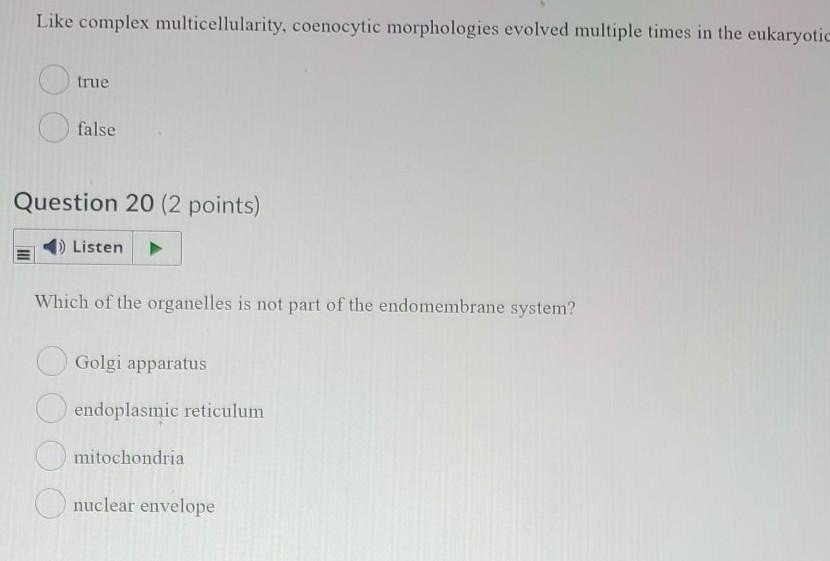 Solved Like complex multicellularity, coenocytic | Chegg.com