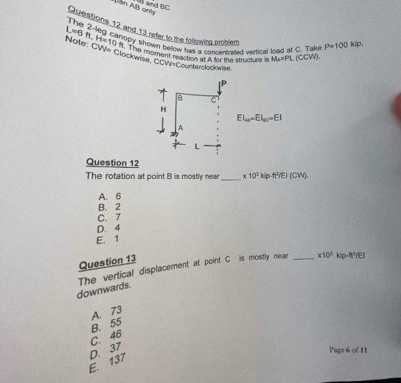 Solved Questions The 2 -leg 13 and 13 refer to the following | Chegg.com