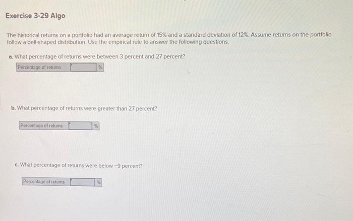 Solved The historical returns on a portfolio had an average | Chegg.com