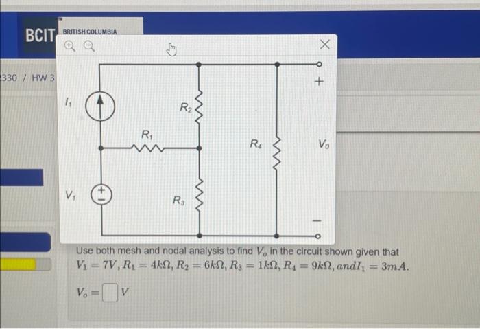 Solved Use both mesh and nodal analysis to find Vo in the | Chegg.com
