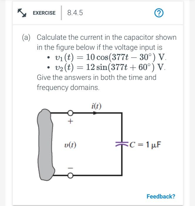 Solved Calculate the current in the capacitor showr in the | Chegg.com