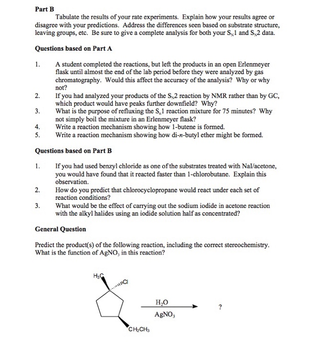 Solved Experimental Part A: Competing Nucleophiles under S, | Chegg.com