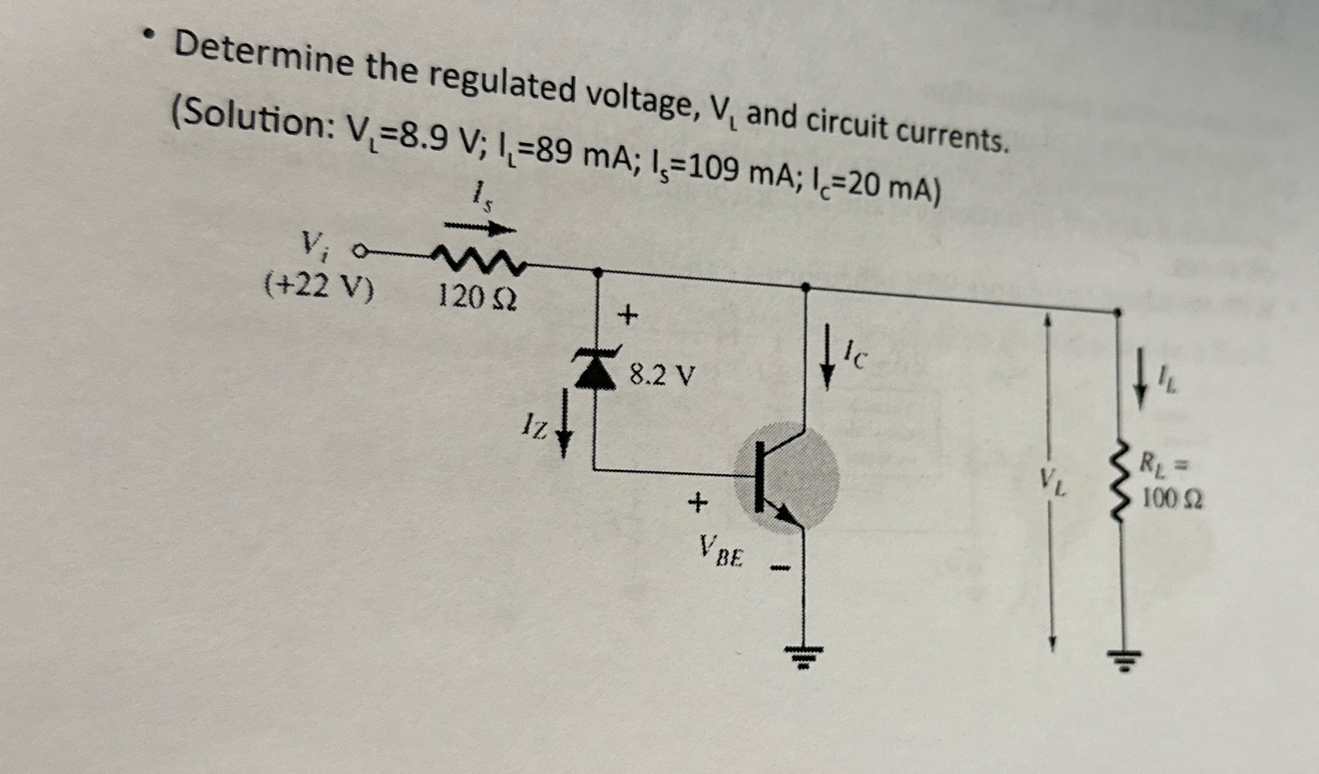 Solved by an EXPERT Determine the regulated voltage, Vt ﻿and circuit | Chegg.com