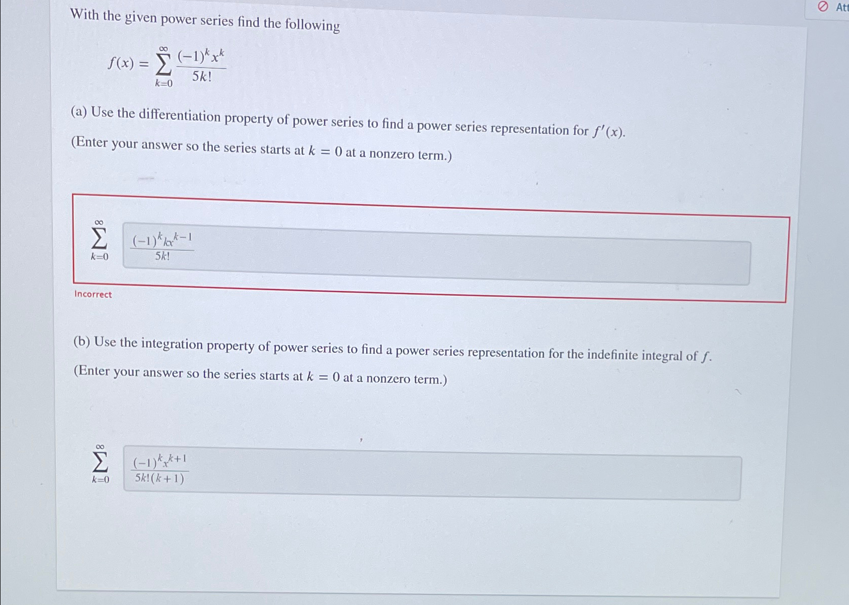 Solved With the given power series find the | Chegg.com