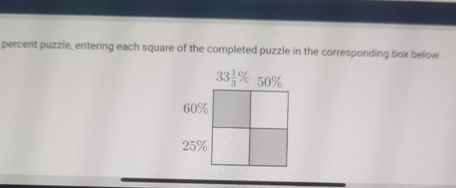 Solved percent puzzle, entering each square of the completed | Chegg.com