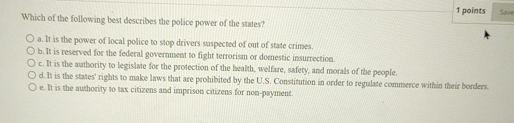 Solved 1 ﻿pointsWhich of the following best describes the | Chegg.com