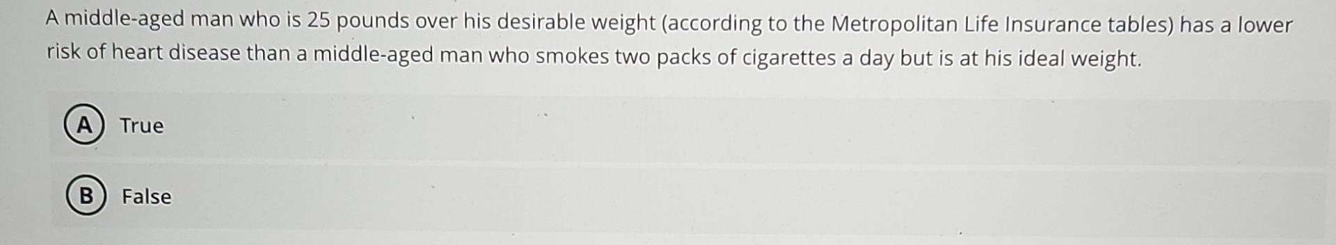 Solved A middle-aged man who is 25 pounds over his desirable | Chegg.com