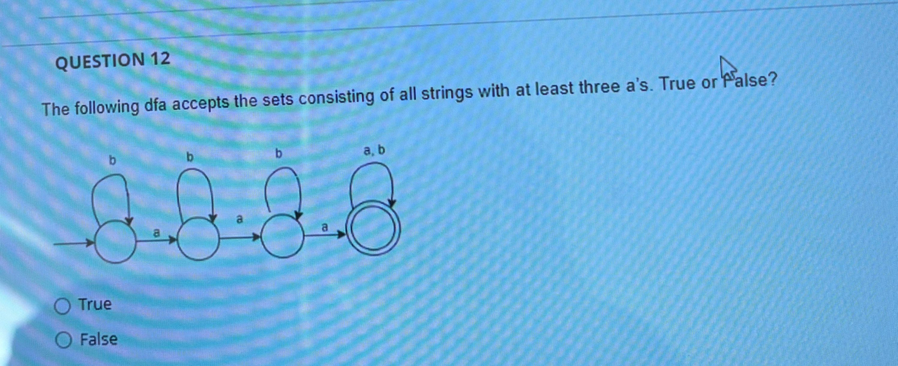 Solved QUESTION 12The following dfa accepts the sets | Chegg.com