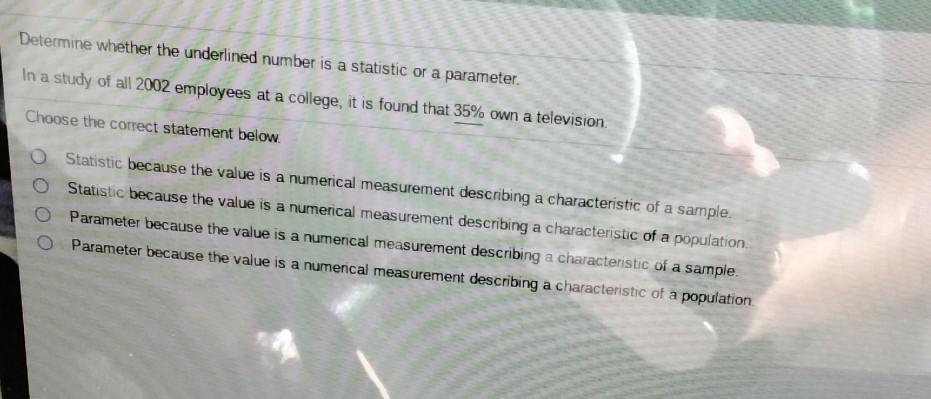 Solved Determine whether the underlined number is a | Chegg.com