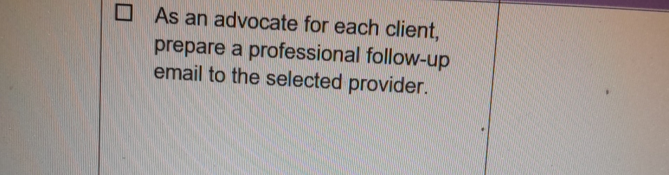 Solved As an advocate for each client, prepare a | Chegg.com