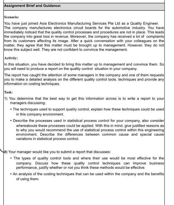 Solved Assignment Brief and Guidance: a Scenario: You have | Chegg.com