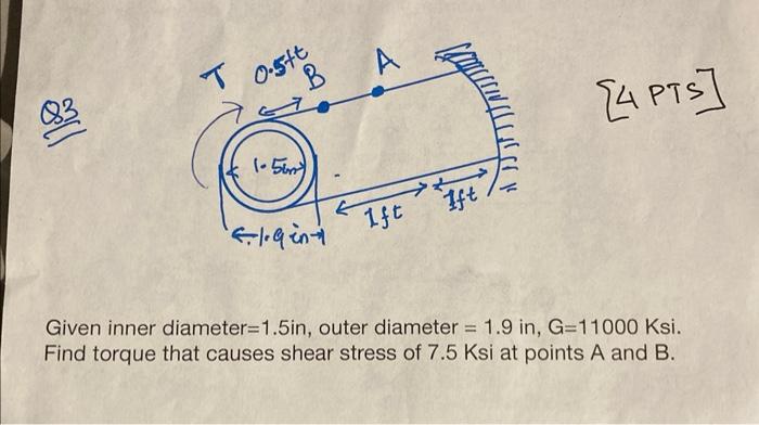 Solved [4PTS] Given inner diameter=1.5in, outer diameter | Chegg.com