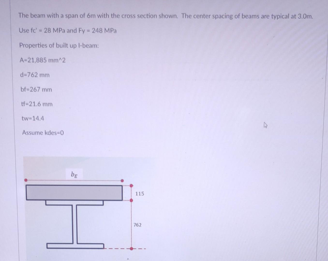 Solved The beam with a span of 6m with the cross section | Chegg.com