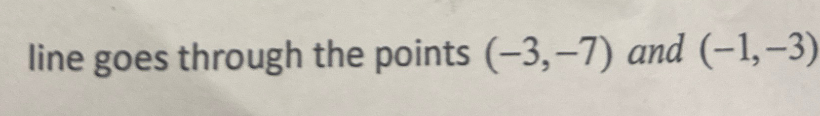 Solved line goes through the points (-3,-7) ﻿and (-1,-3) | Chegg.com