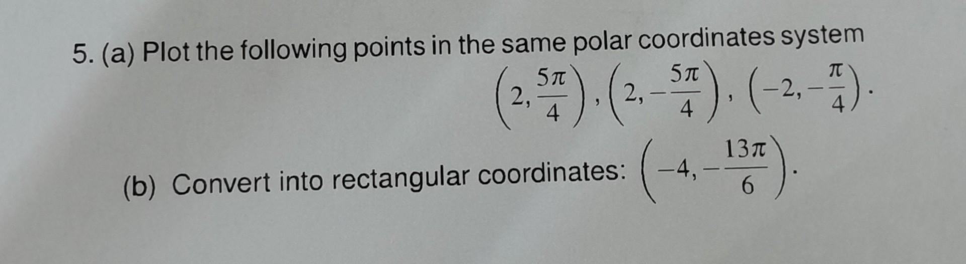 Solved (a) Plot the following points in the same polar | Chegg.com