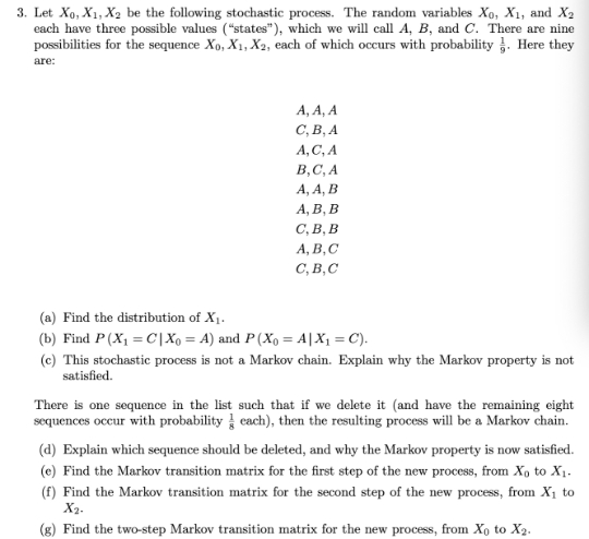 Let x0,x1,x2 ﻿be the following stochastic process. | Chegg.com