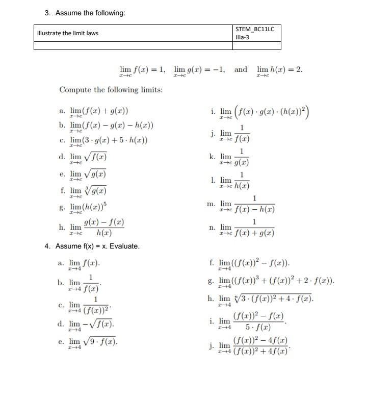 Solved Exercise 3: compute the limits of exponential, | Chegg.com