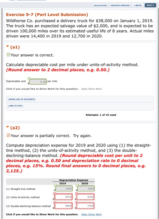 Solved CALCULATOR PRINTER VERSION BACK NEXT Exercise 9-7 | Chegg.com