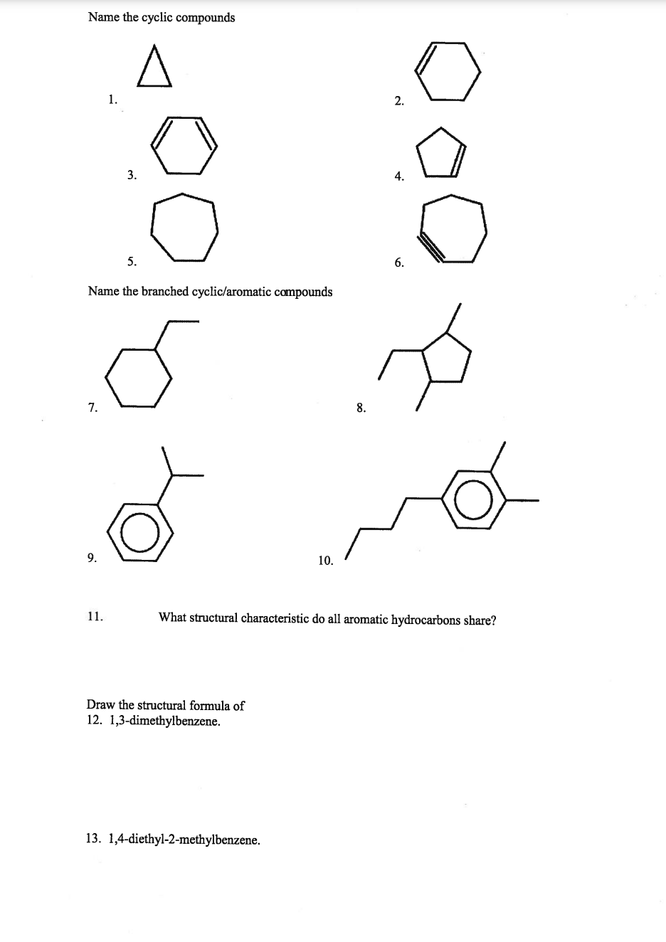Solved Name the cyclic compoundsName the branched | Chegg.com