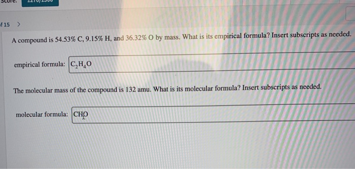 Solved The molecular mass of the compound is 132 amu. What | Chegg.com
