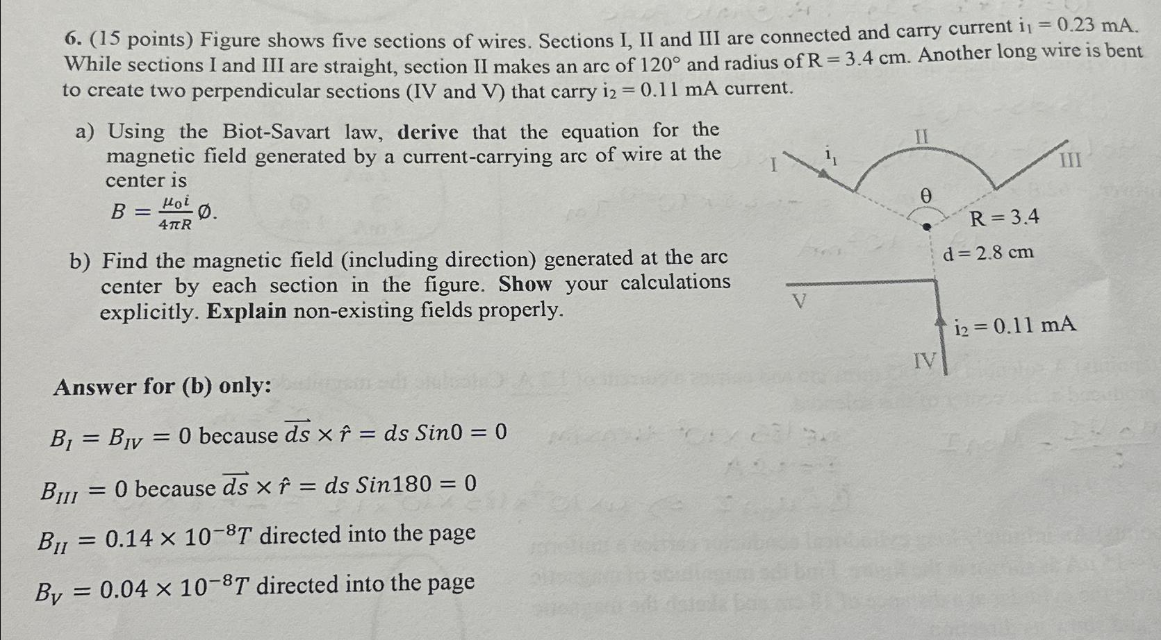 Solved ( 15 points) Figure shows five sections of wires. | Chegg.com
