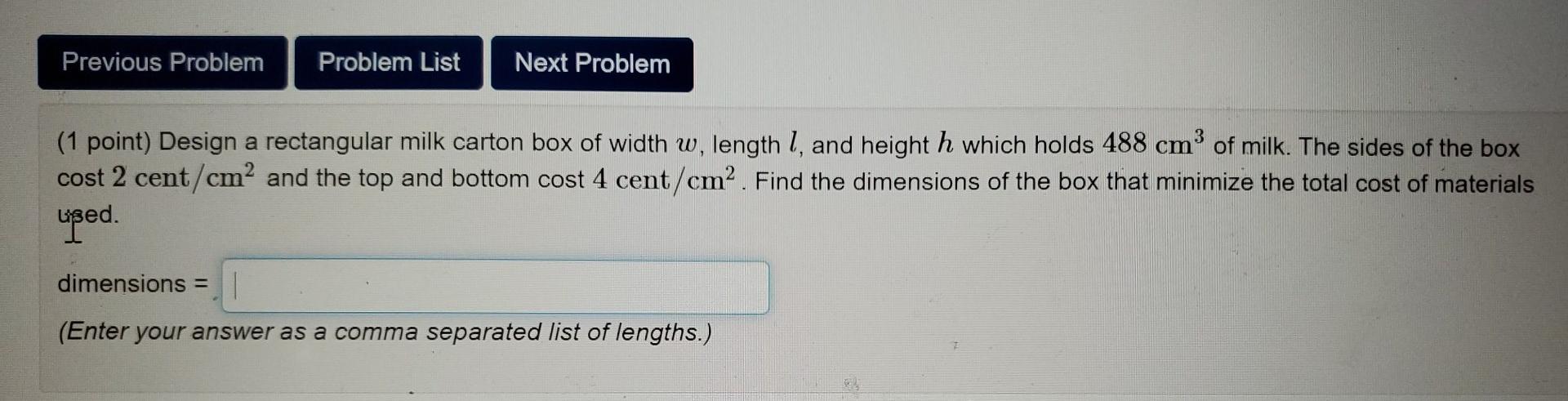 Solved Previous Problem Problem List Next Problem (1 point) | Chegg.com