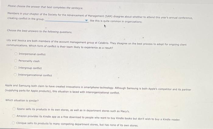 Solved Please choose the answer that best completes the | Chegg.com