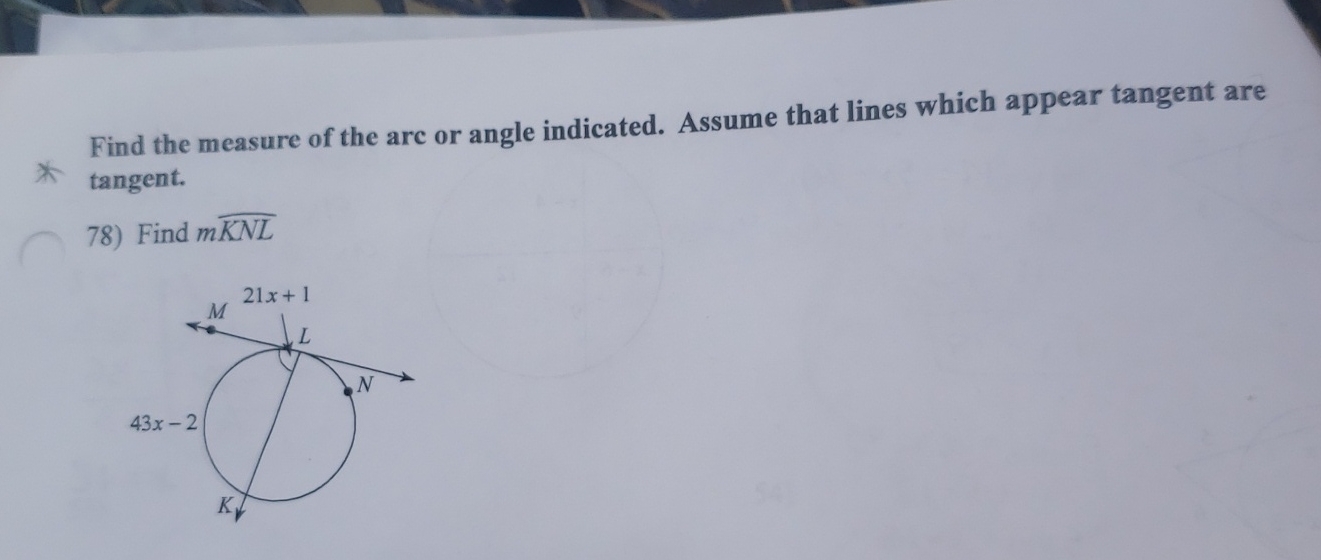Solved Find the measure of the arc or angle indicated. | Chegg.com