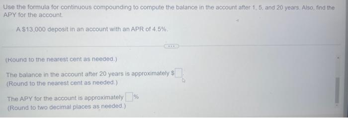 Solved Use the formula for continuous compounding to compute | Chegg.com
